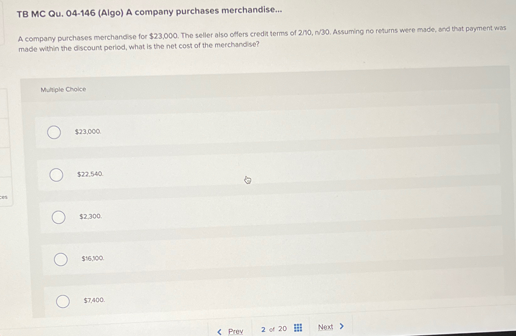 Solved TB MC Qu. 04-146 (Algo) ﻿A company purchases | Chegg.com