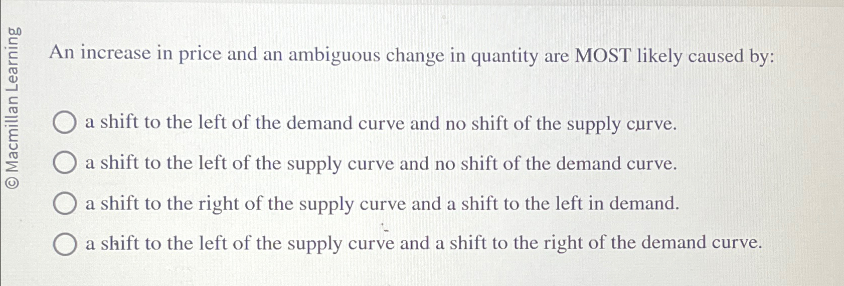 Solved b1C? ﻿An increase in price and an ambiguous change in | Chegg.com