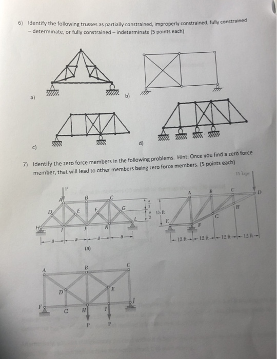 Solved b) Identify the following trusses as partially | Chegg.com