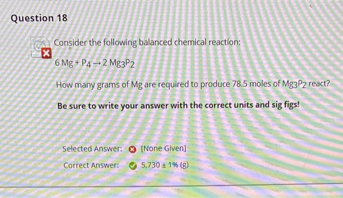 Solved Consider the following balanced chemical reaction: | Chegg.com