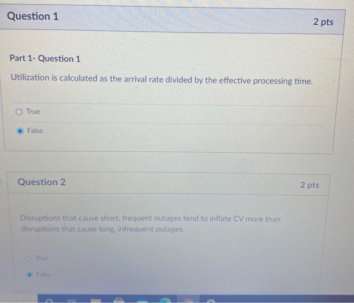 Solved Question 1 2 pts Part 1 - Question 1 Utilization is | Chegg.com