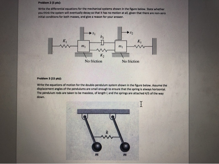 Solved Problem 1 (15 pts): Write the differential equations | Chegg.com