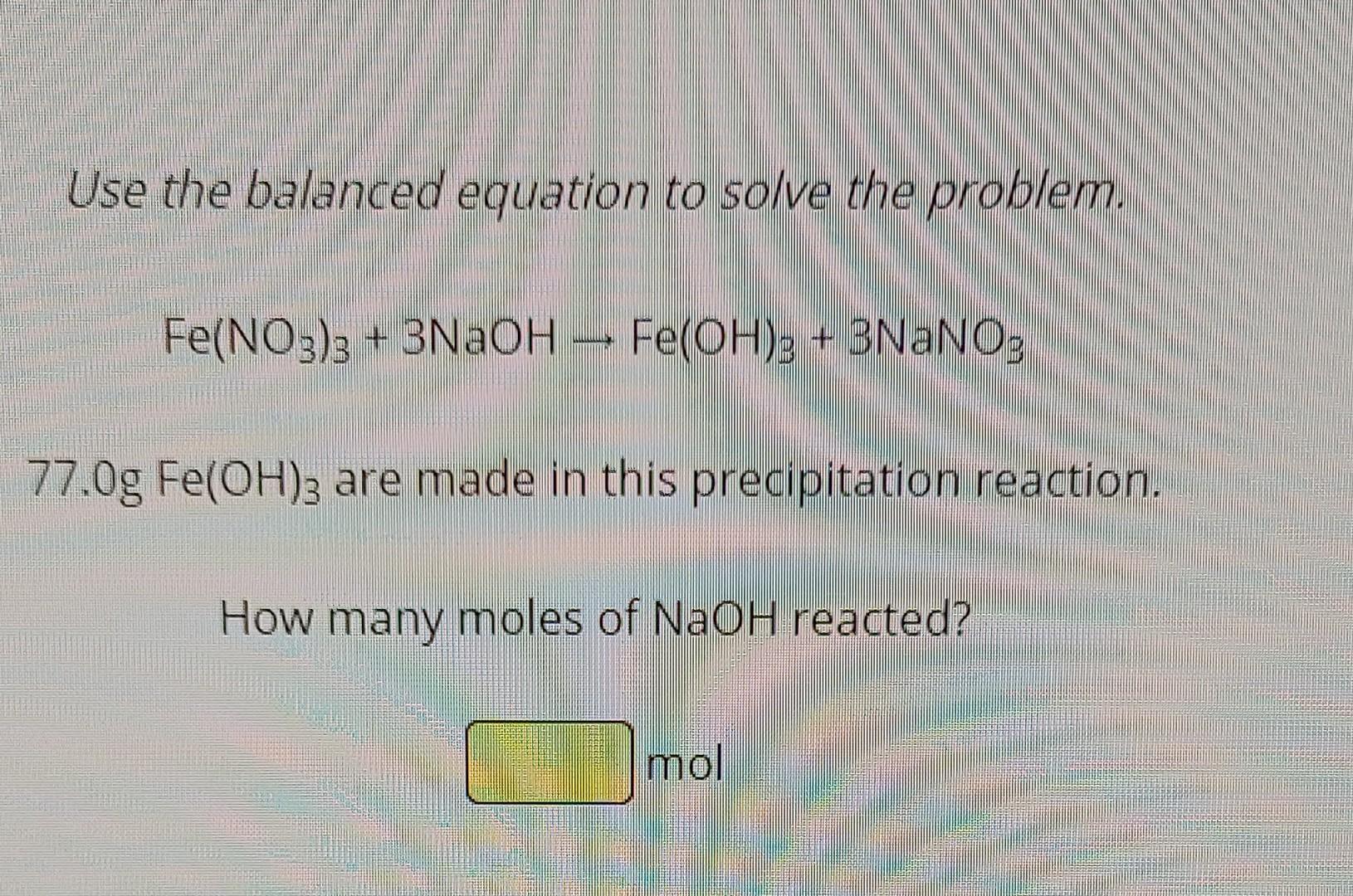 Solved Use the balanced equation to solve the problem. | Chegg.com