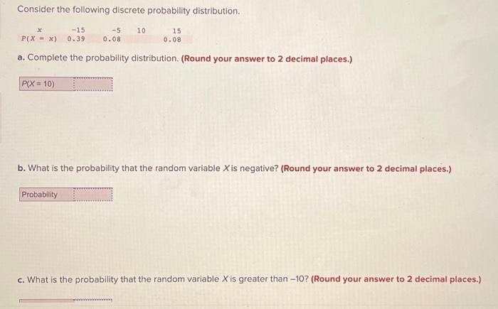 Solved Consider the following discrete probability | Chegg.com
