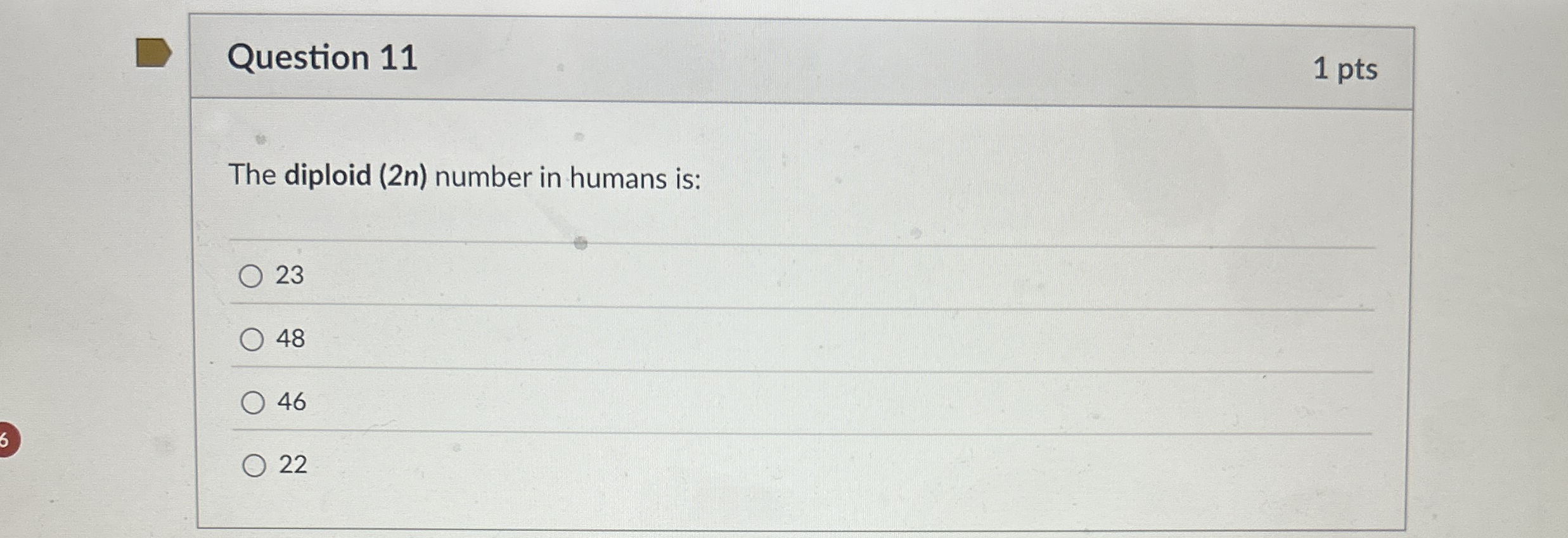 Solved Question 111 ﻿ptsThe diploid ( 2n ) ﻿number in humans | Chegg.com