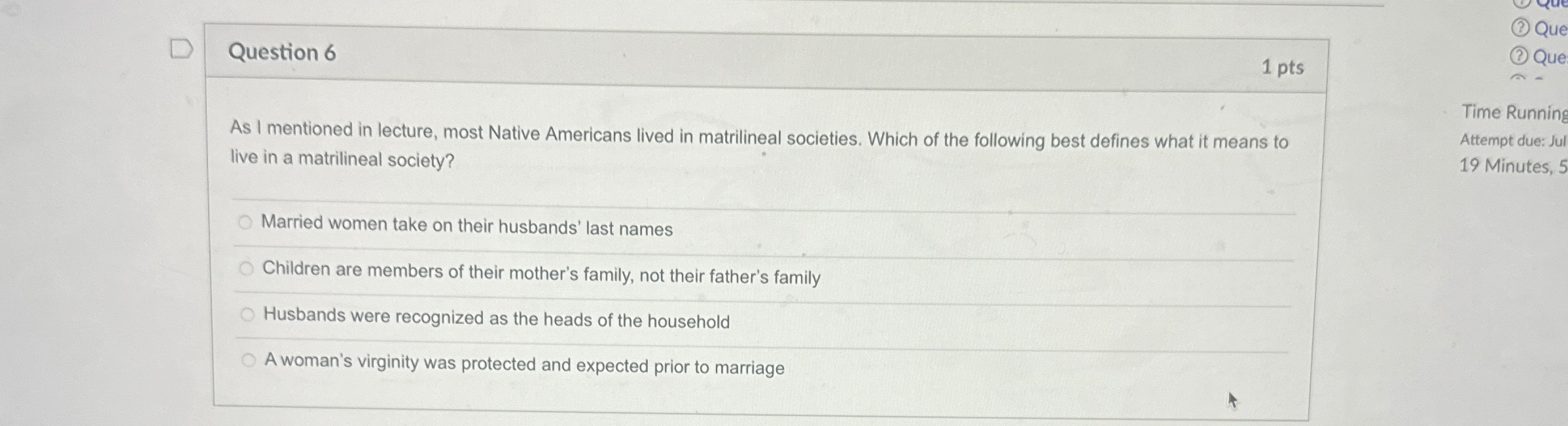 Solved Question 6 1 ﻿pts As I mentioned in lecture, most | Chegg.com