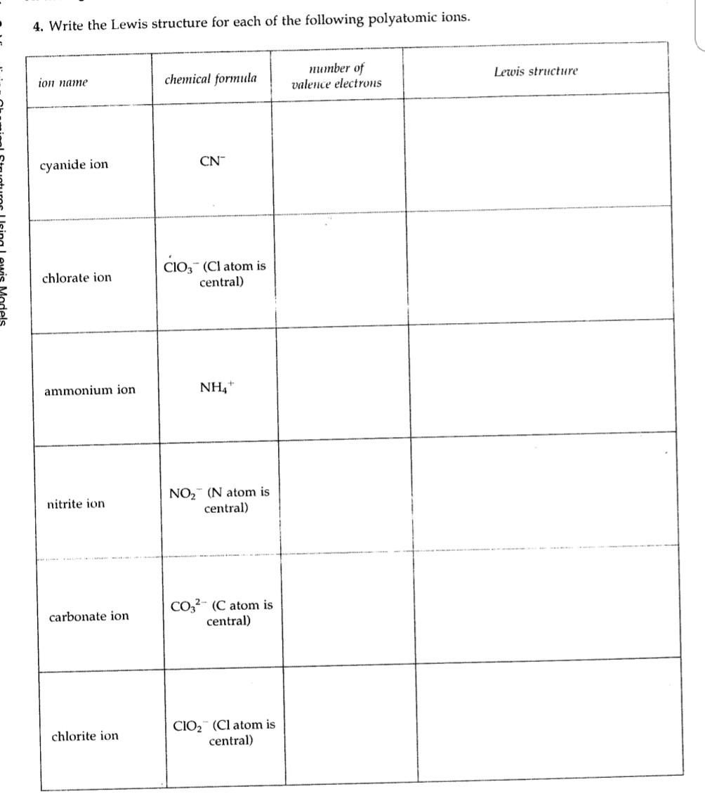 Solved 3. Write the Lewis structure for each of the | Chegg.com