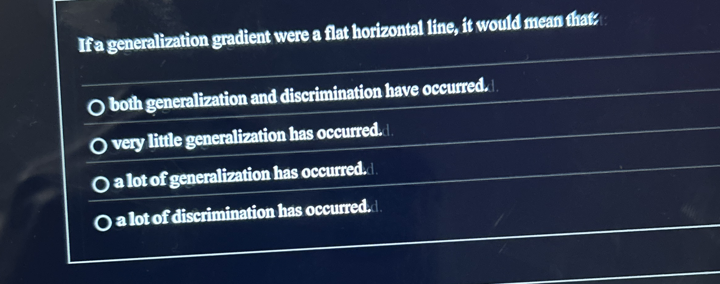Solved If a generelization gradient were a flat hosizontal | Chegg.com