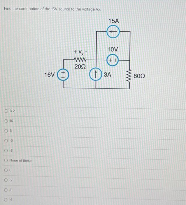 Solved Find the contribution of the 16V source to the | Chegg.com