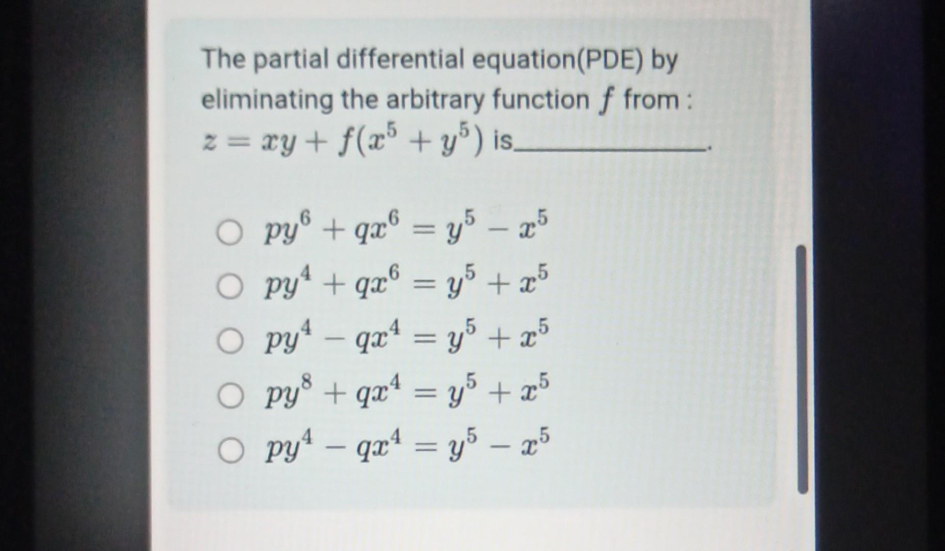 Solved The partial differential equation(PDE) by eliminating | Chegg.com