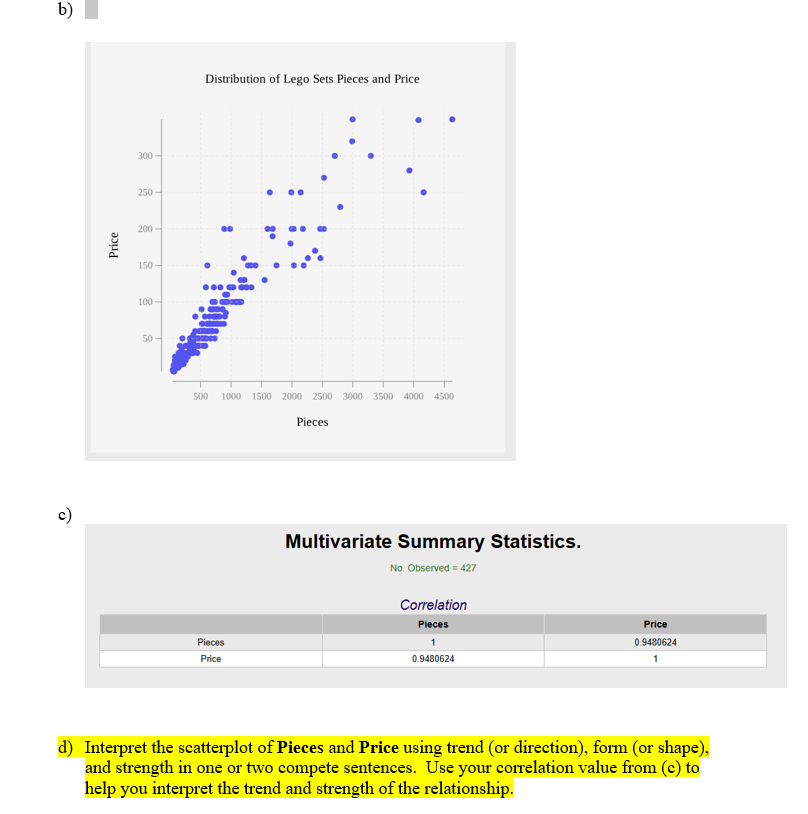 Solved c)Multivariate Summary Statistics. No. ﻿Observed | Chegg.com