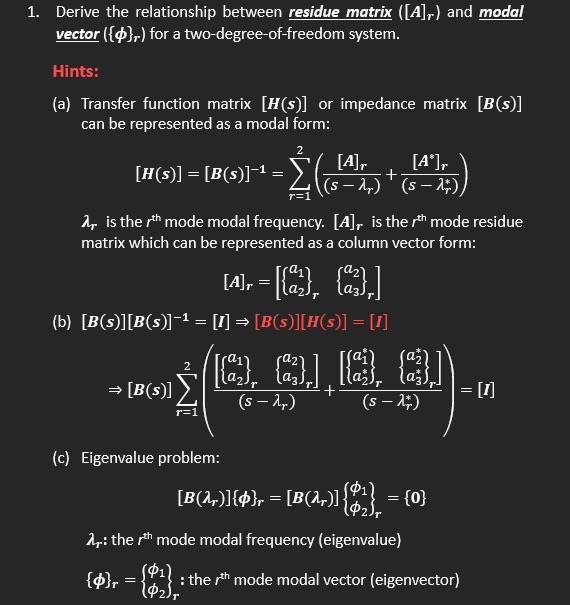 Solved Derive the relationship between residue matrix ) | Chegg.com
