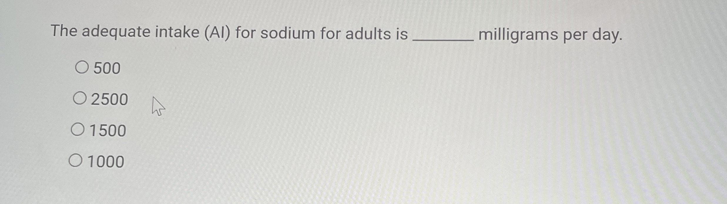 Solved The Adequate Intake Ai ﻿for Sodium For Adults Is Q