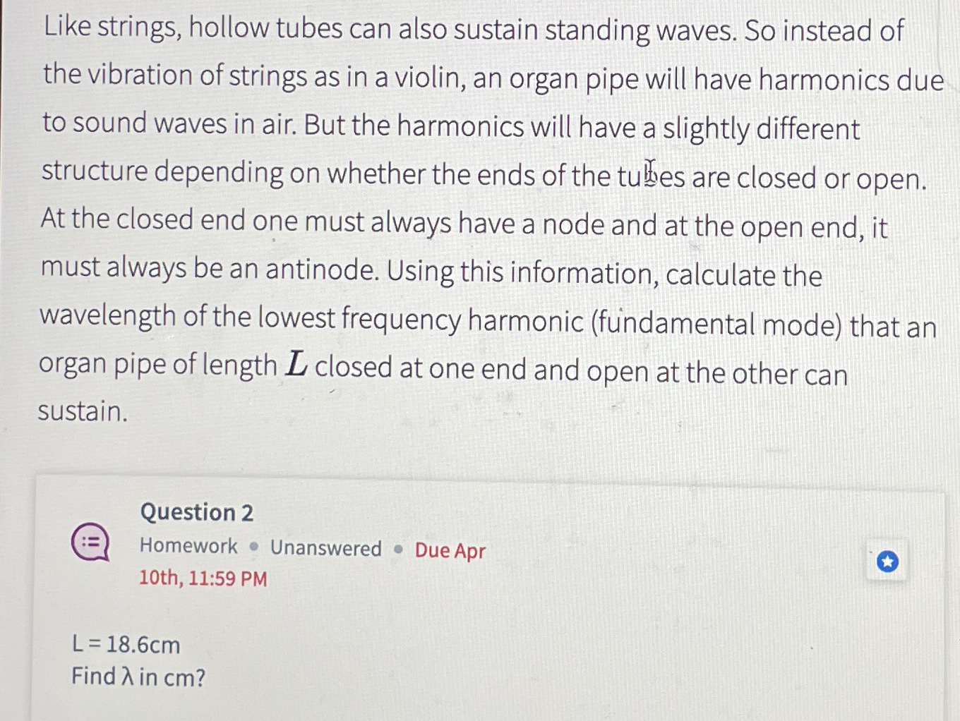 Solved Like strings, hollow tubes can also sustain standing | Chegg.com