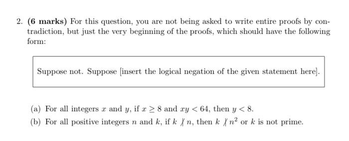 Solved 2. (6 marks) For this question, you are not being | Chegg.com