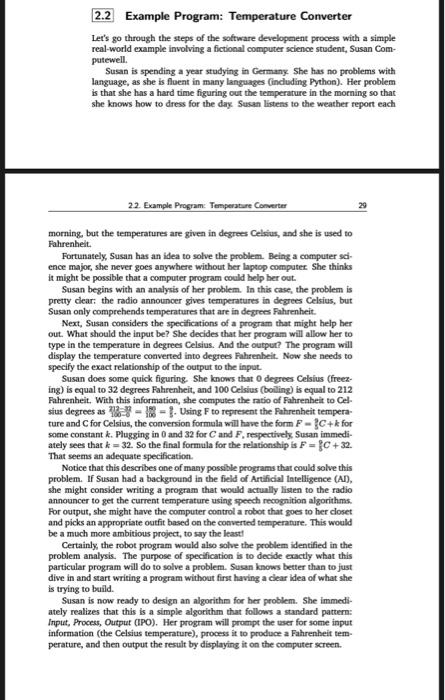 Solved Section 2.2 of the text shows a program to convert | Chegg.com