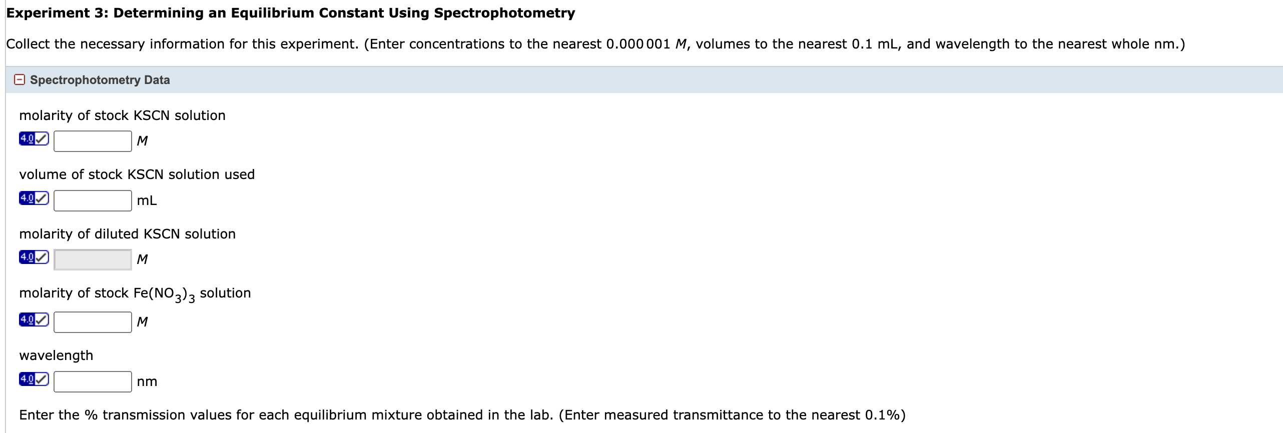 Experiment 3: Determining an Equilibrium Constant | Chegg.com