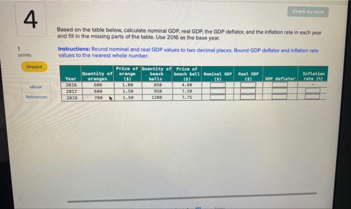 Solved Based on the table below, calculate nominal GDP, real | Chegg.com