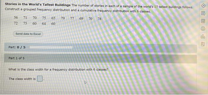 Solved Stories in the World's Tallest Buildings The number | Chegg.com