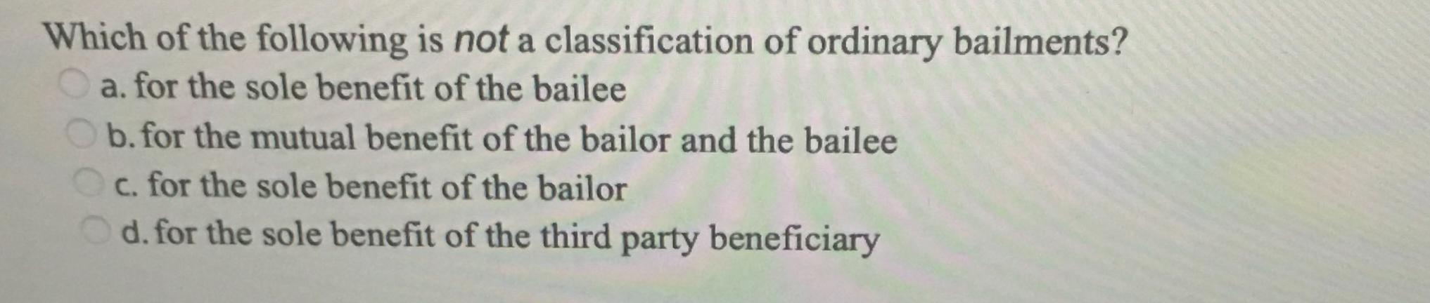 Solved Which of the following is not a classification of | Chegg.com
