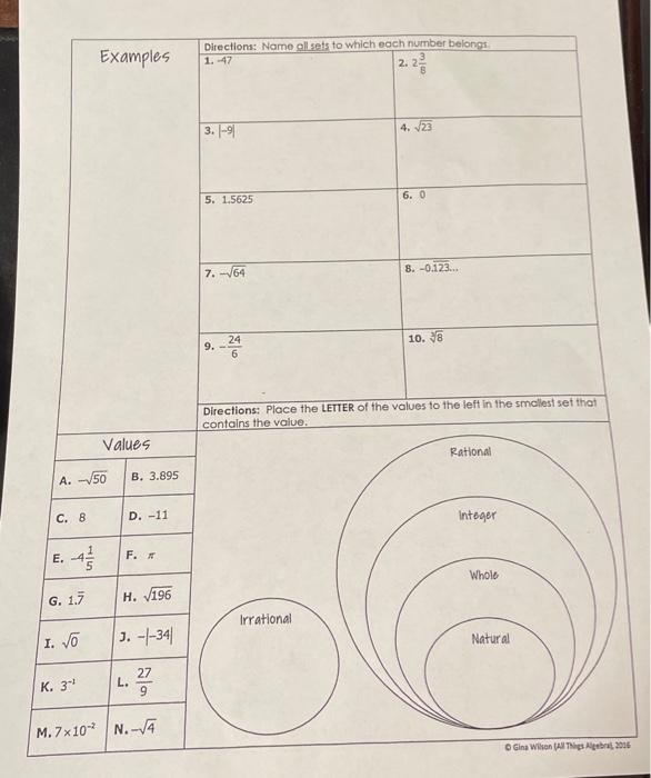 Solved Directions: Place the LETTER of the values to the | Chegg.com