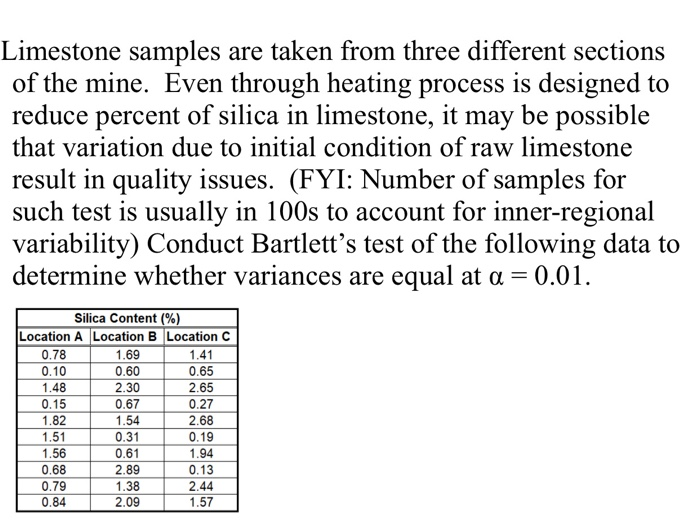 Solved Limestone samples are taken from three different | Chegg.com