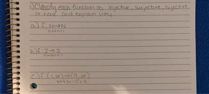 Solved 1.) Classify each function as injective, surjective, | Chegg.com