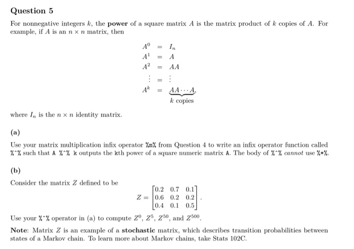 Solved Question 5 For nonnegative integers k, the power of a | Chegg.com