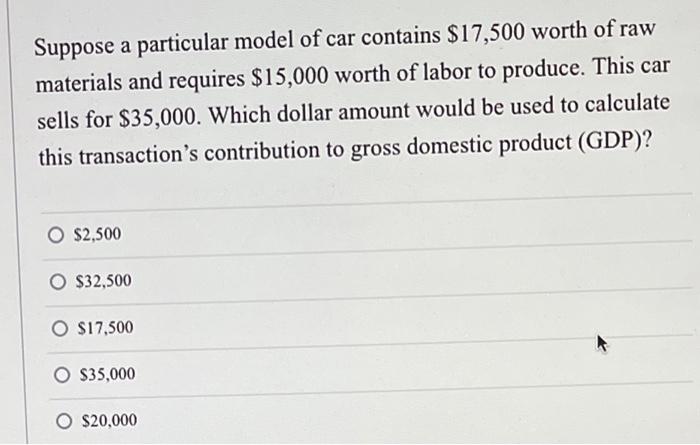 Solved Suppose a particular model of car contains $17,500 | Chegg.com