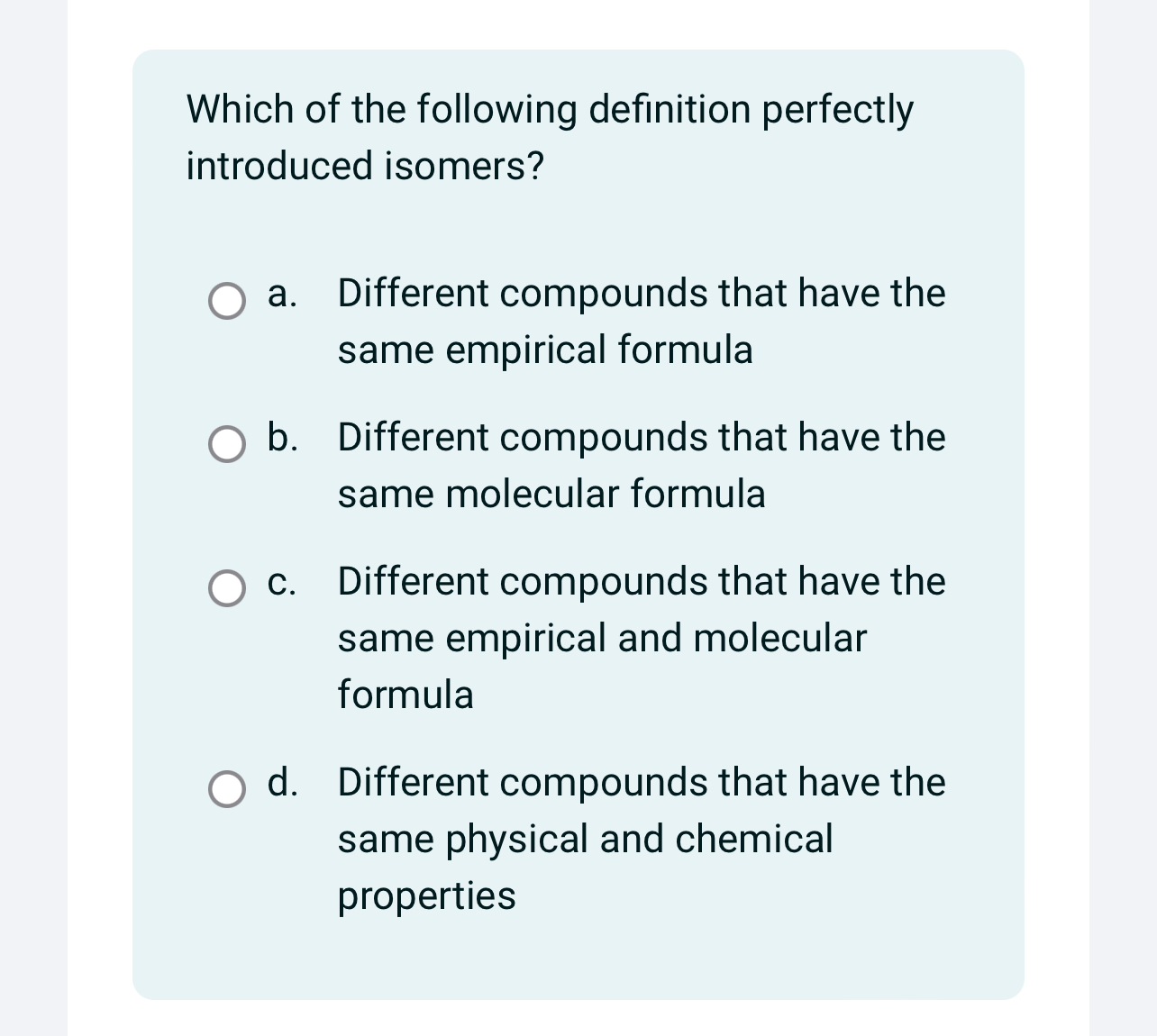 Solved Which of the following definition perfectly | Chegg.com