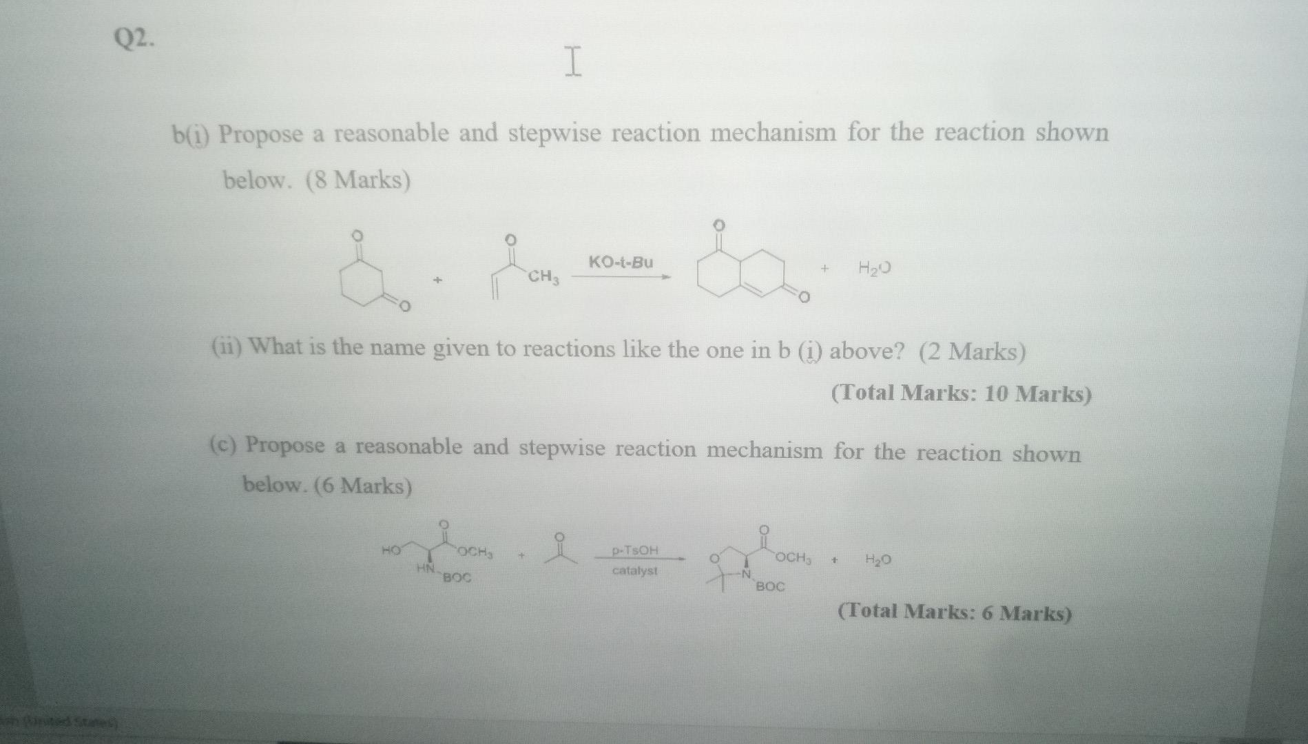 Solved Q2. I b(i) Propose a reasonable and stepwise reaction | Chegg.com