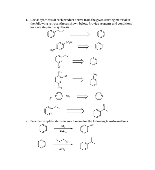 Solved 1. Devise synthesis of each product derive from the | Chegg.com