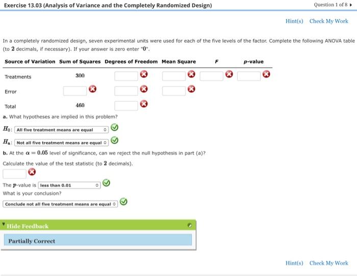 In a completely randomized design, seven experimental | Chegg.com