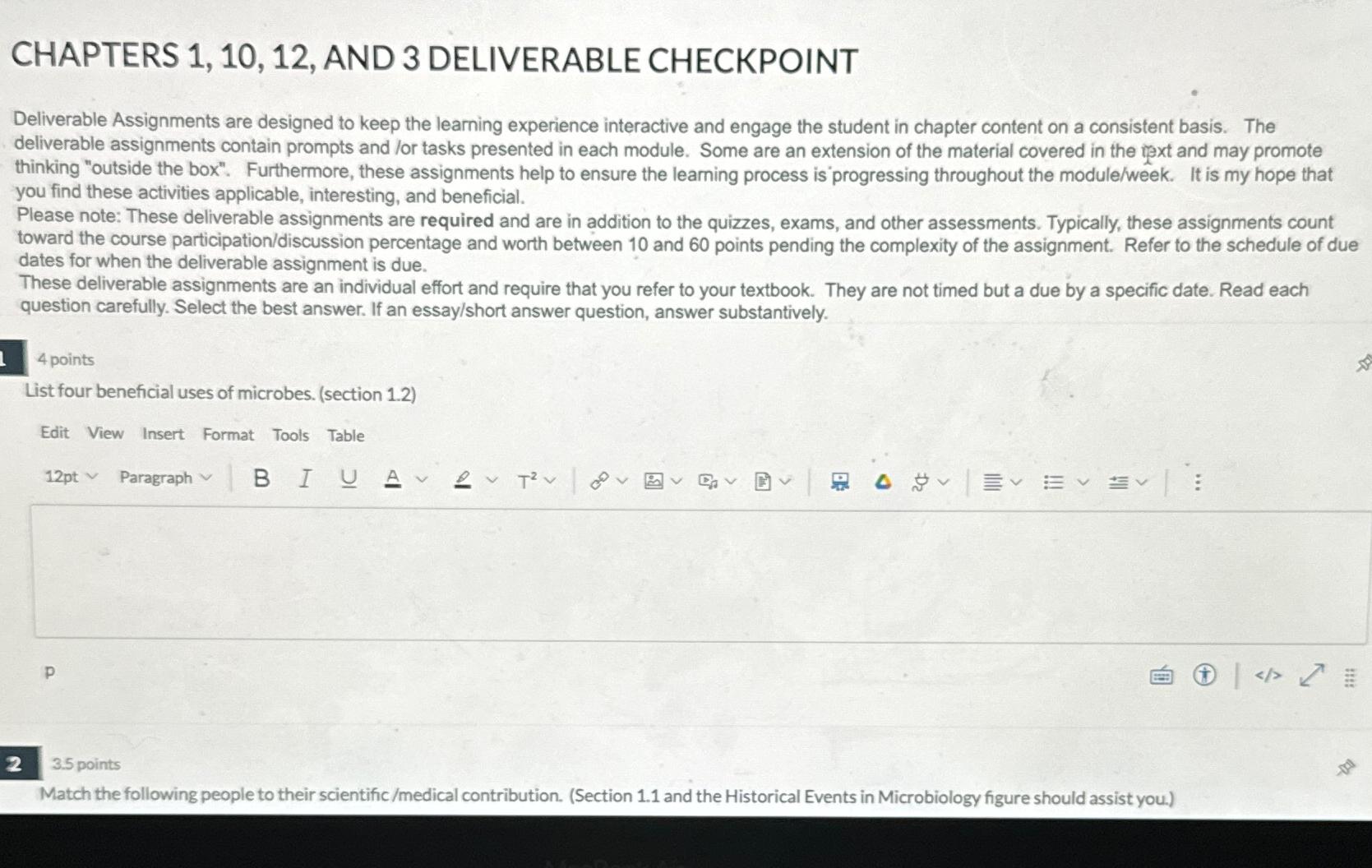 Solved CHAPTERS 1,10,12, AND 3 DELIVERABLE | Chegg.com