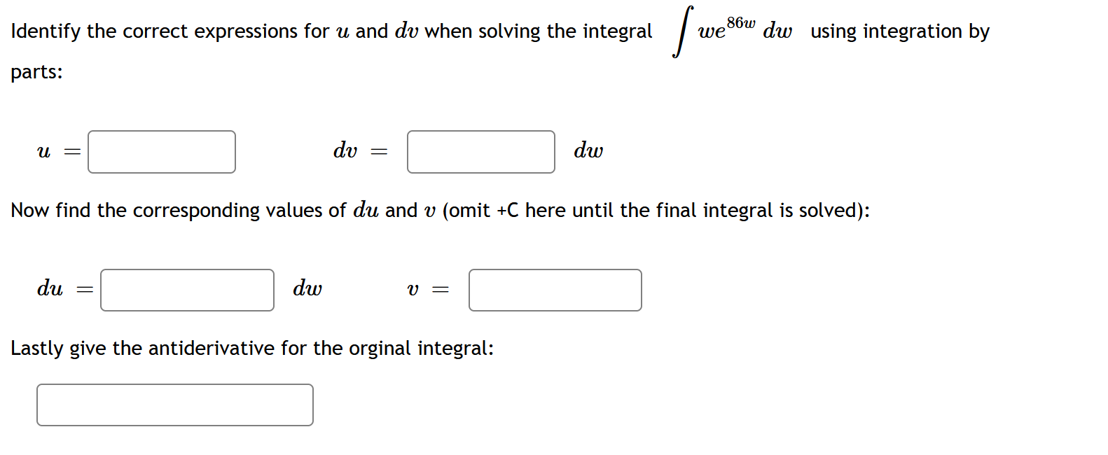 Solved Identify the correct expressions for u ﻿and dv ﻿when | Chegg.com