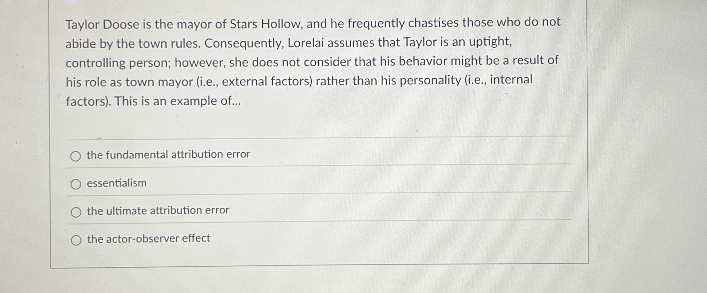 Solved Taylor Doose is the mayor of Stars Hollow, and he | Chegg.com