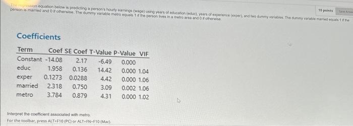 Solved Coefficients Interpret the coefficient associated | Chegg.com