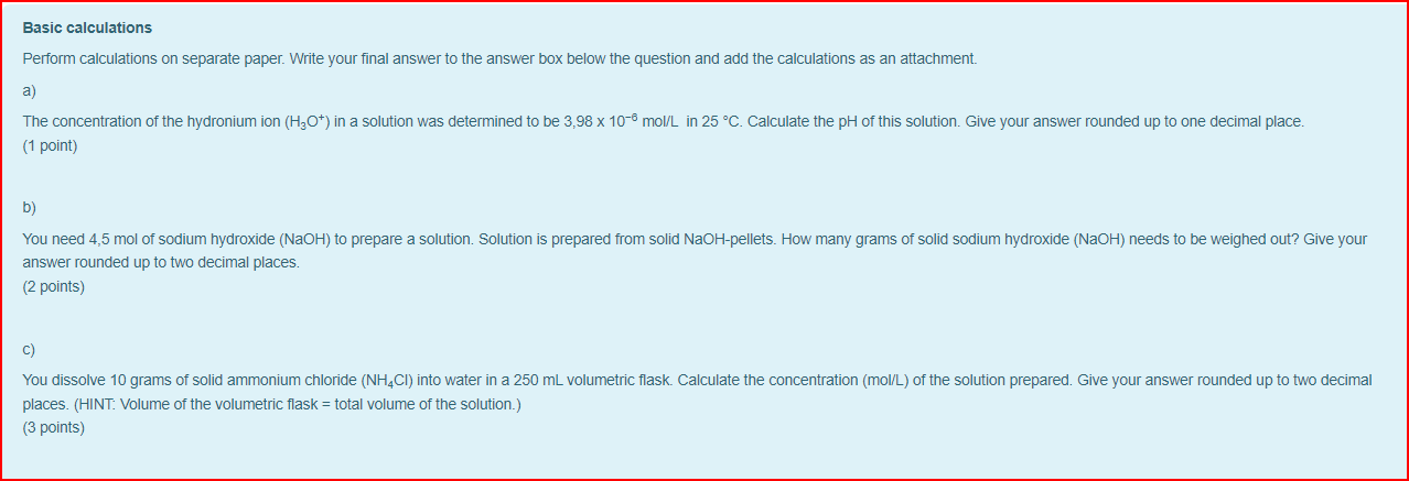 Solved Basic calculationsPerform calculations on separate | Chegg.com