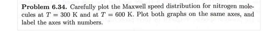 Solved Problem 6.34. Carefully plot the Maxwell speed | Chegg.com