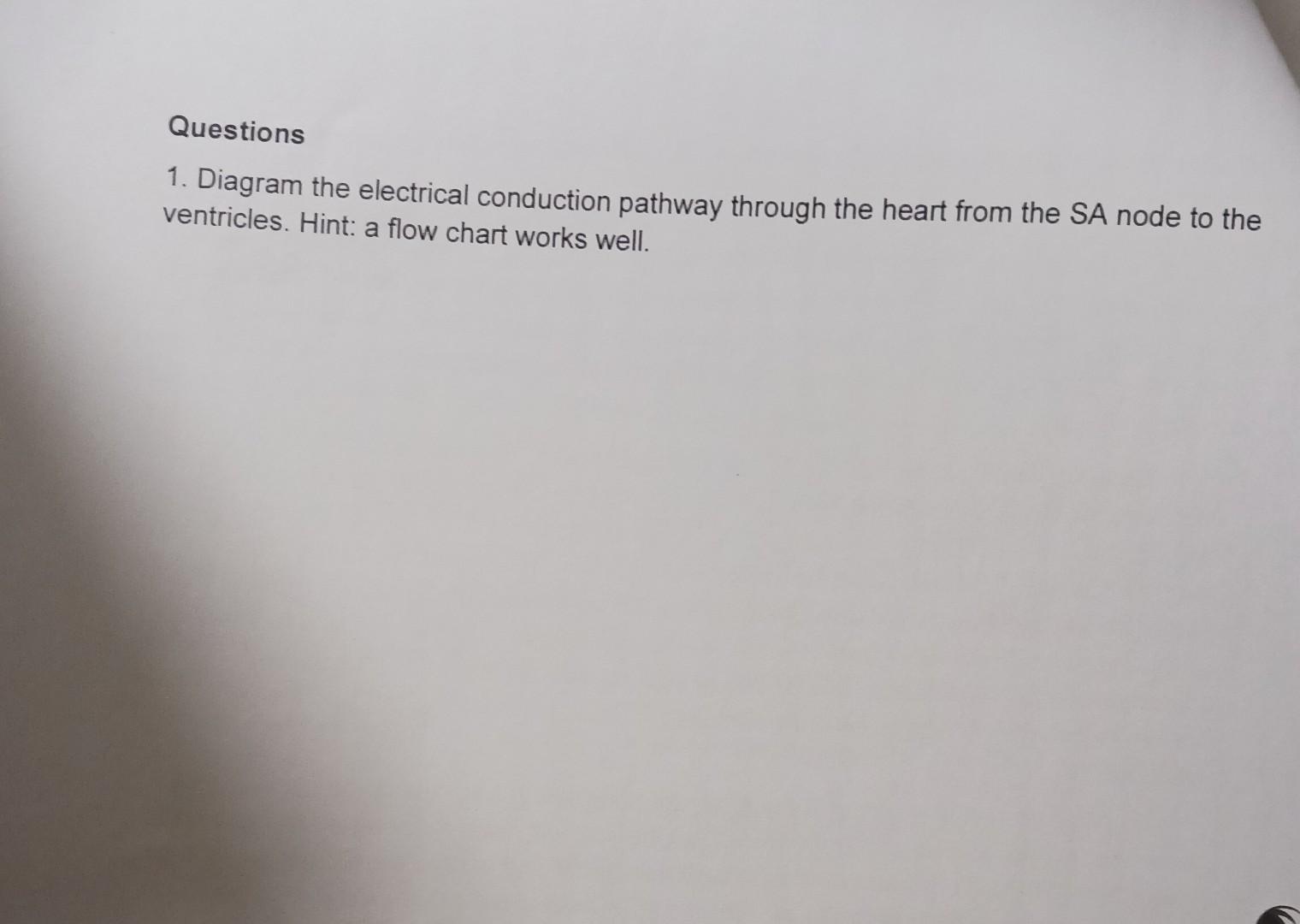 Solved Questions 1. Diagram the electrical conduction | Chegg.com
