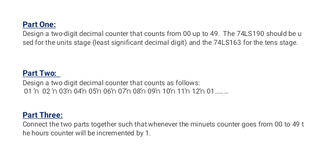 Solved Part One: Design a two-digit decimal counter that | Chegg.com
