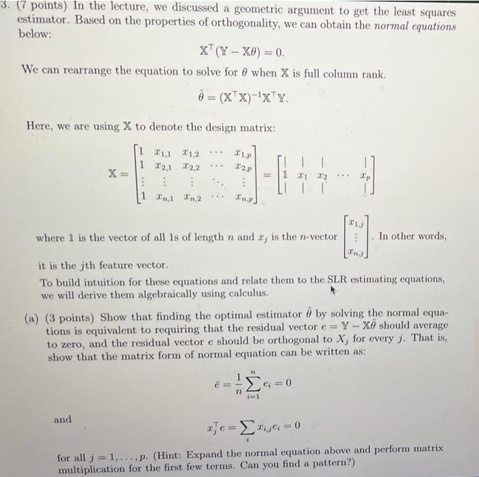 Solved (7 points) In the lecture, we discussed a geometric | Chegg.com