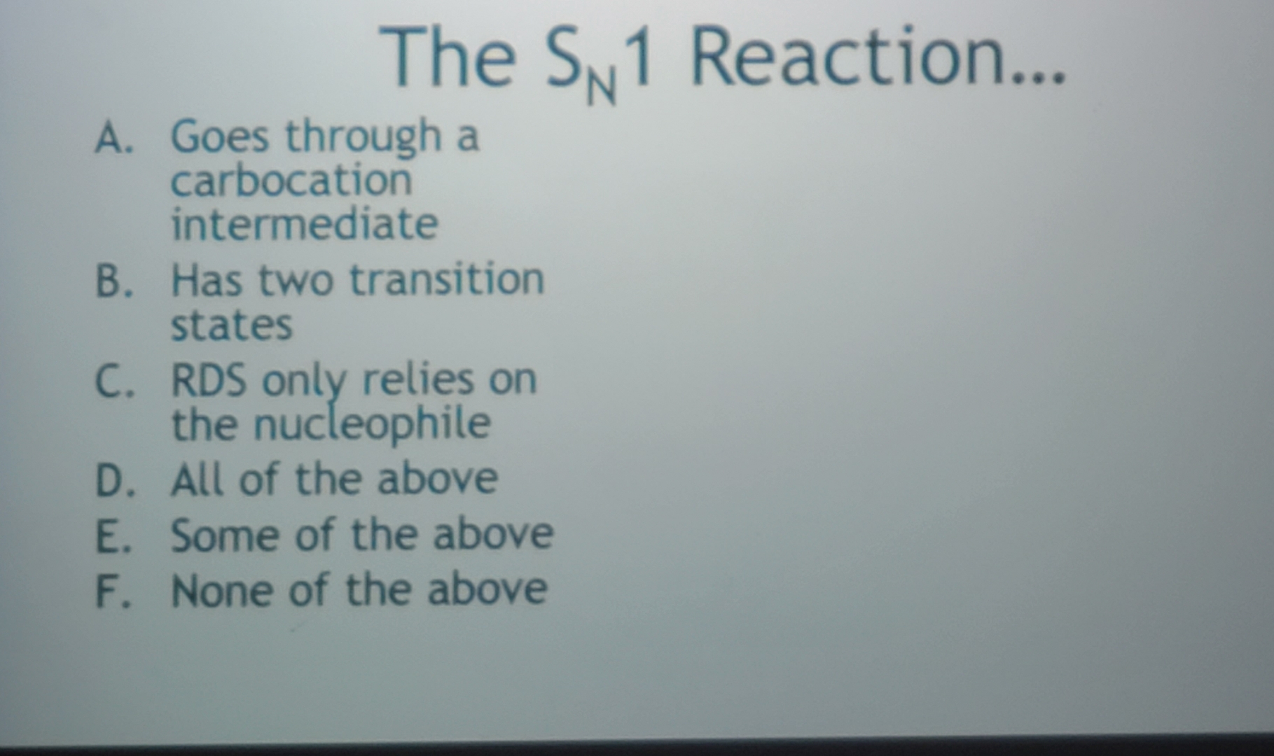High Quality SOLUTION The SN1 ﻿Reaction...A. ﻿Goes through a carbocation | Chegg.com