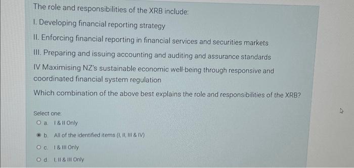 Solved The role and responsibilities of the XRB include: 1. | Chegg.com