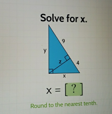 Solved Solve for x.x=[?]Round to the nearest tenth. | Chegg.com