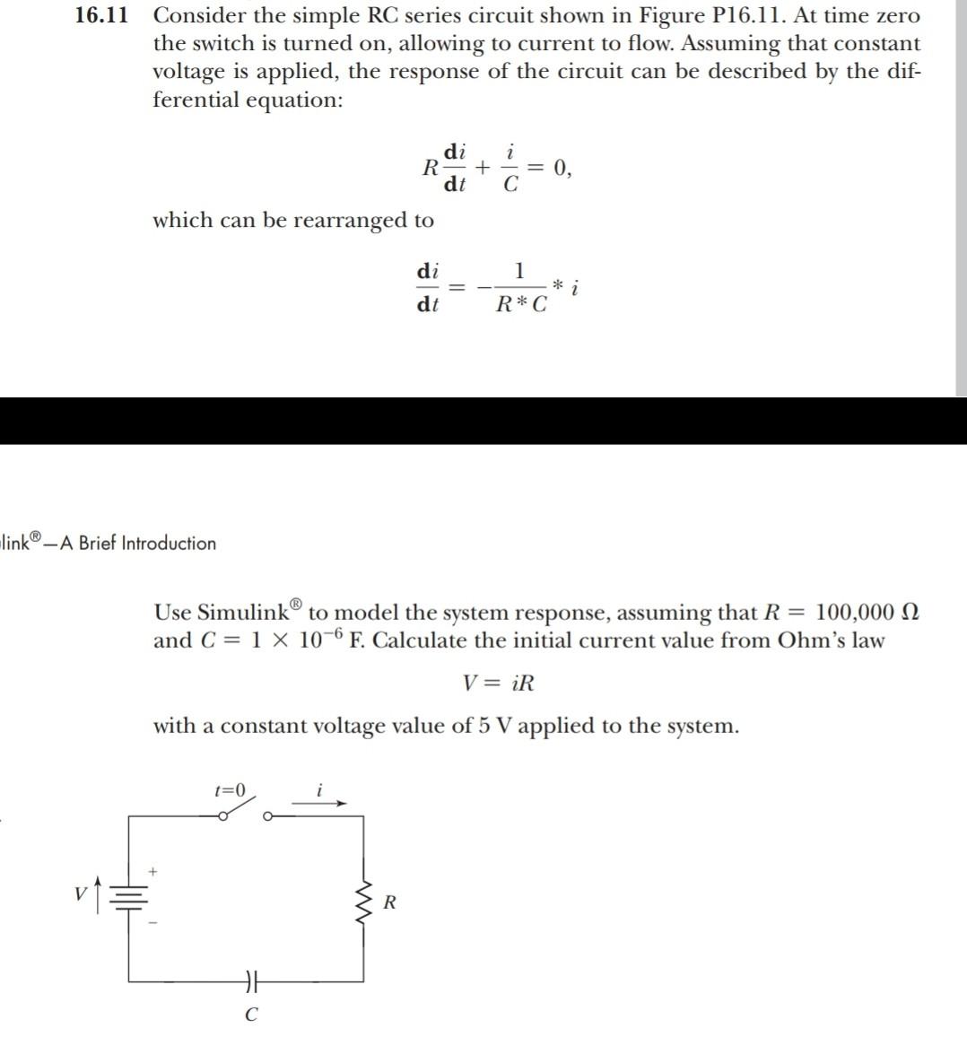 Solved 16.11 Consider the simple RC series circuit shown in | Chegg.com