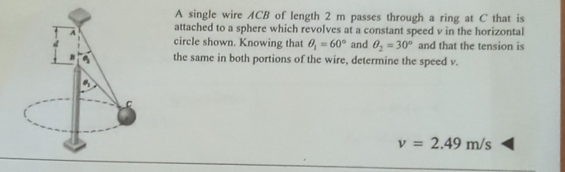 Solved A single wire ACB of length 2 m passes through a ring | Chegg.com