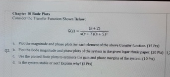 Solved by an EXPERT Chapter IE Bede MetsConsider the Transfer Function | Chegg.com