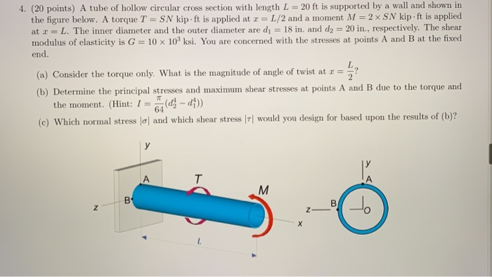 Solved 4. (20 points) A tube of hollow circular cross | Chegg.com