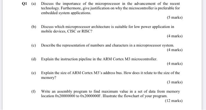 Solved Q1 (a) Discuss the importance of the microprocessor | Chegg.com
